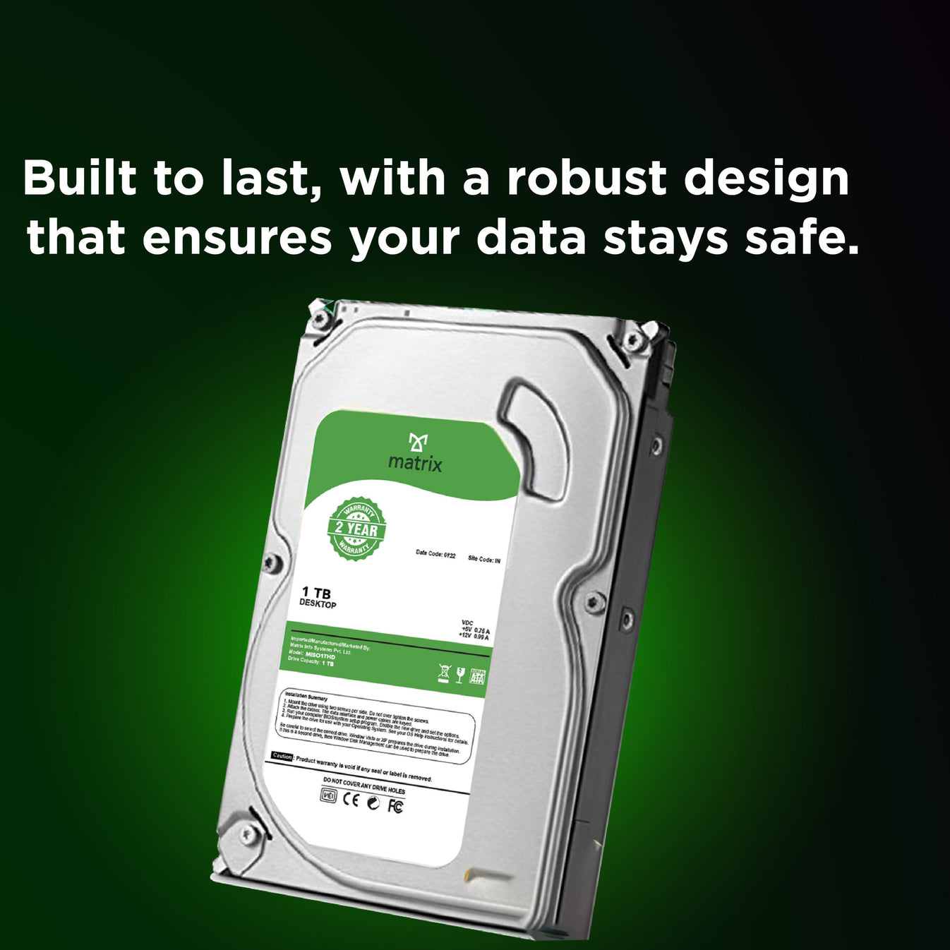 Matrix 1TB SATA Internal Hard Disk Drive for Desktop, 3.5 Inch, High-S ...